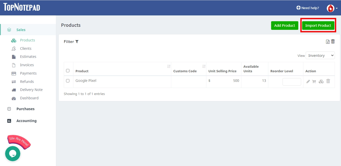 Steps to import product list