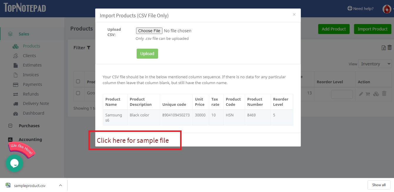 Steps to import product list