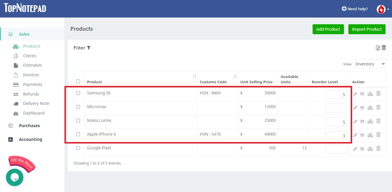 Steps to import product list