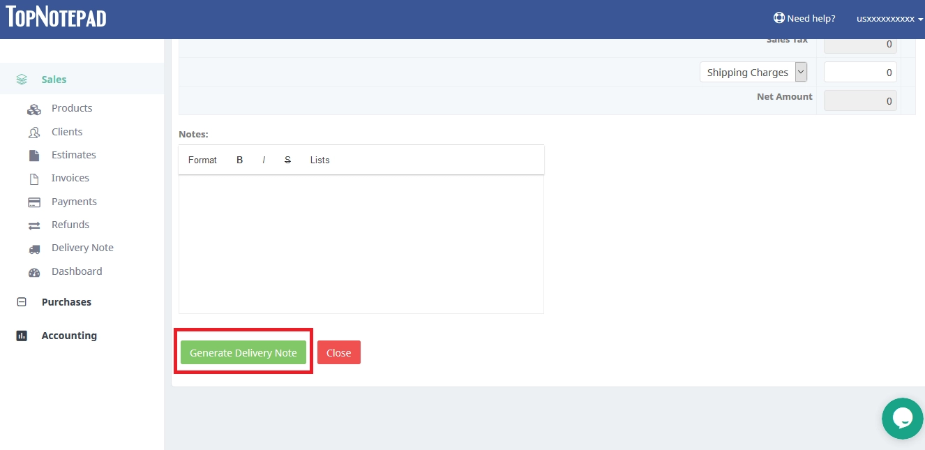 Steps to create delivery note from Invoice