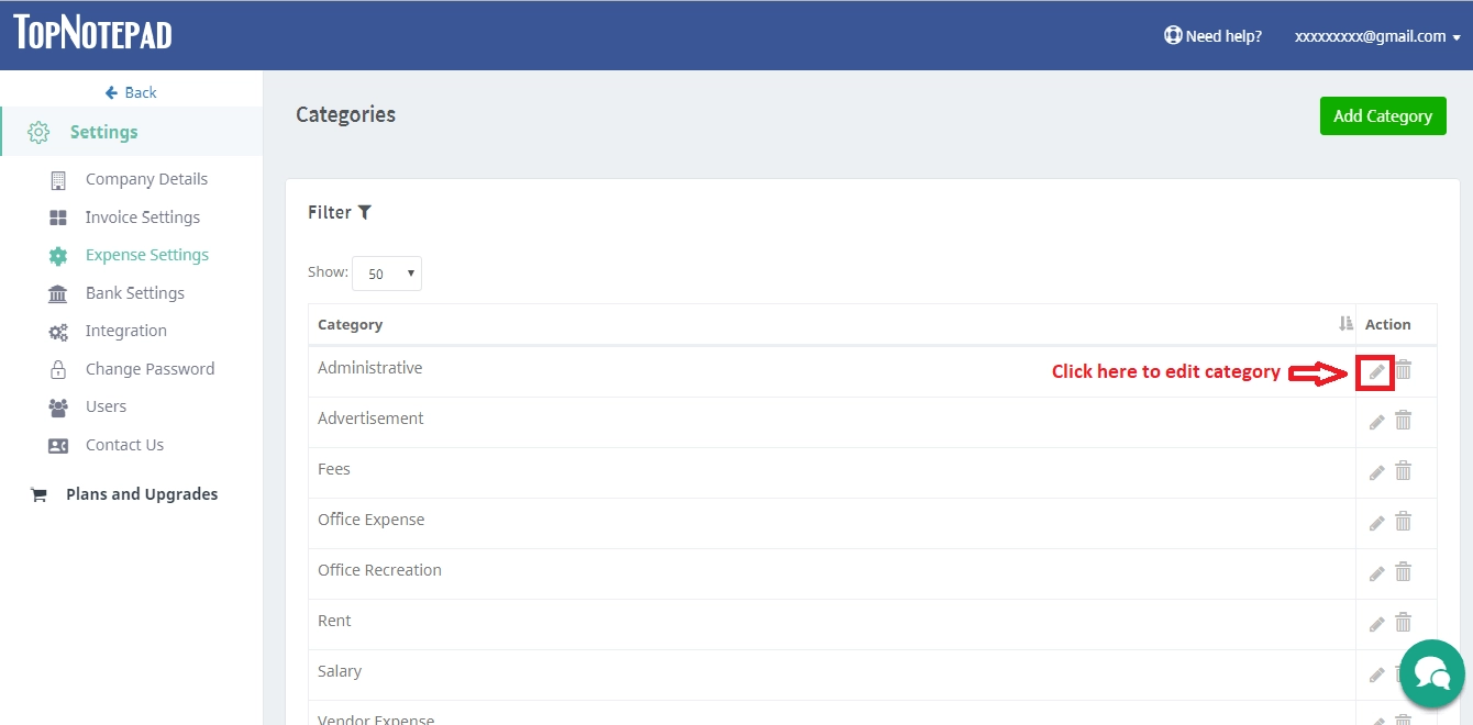 Steps to add edit category