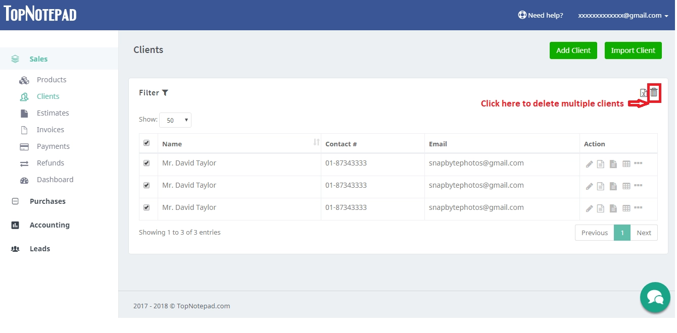 Steps to delete client