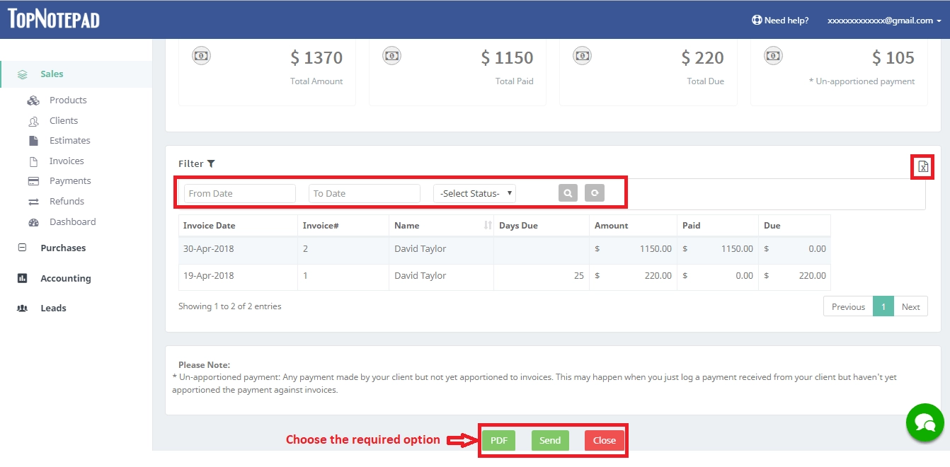 Steps to view Invoice and Payments summary