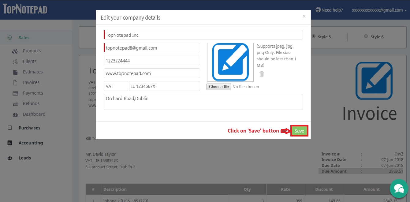 Steps to add edit logo