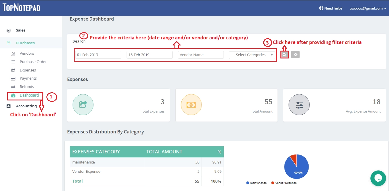 Steps to track Expense Dashboard